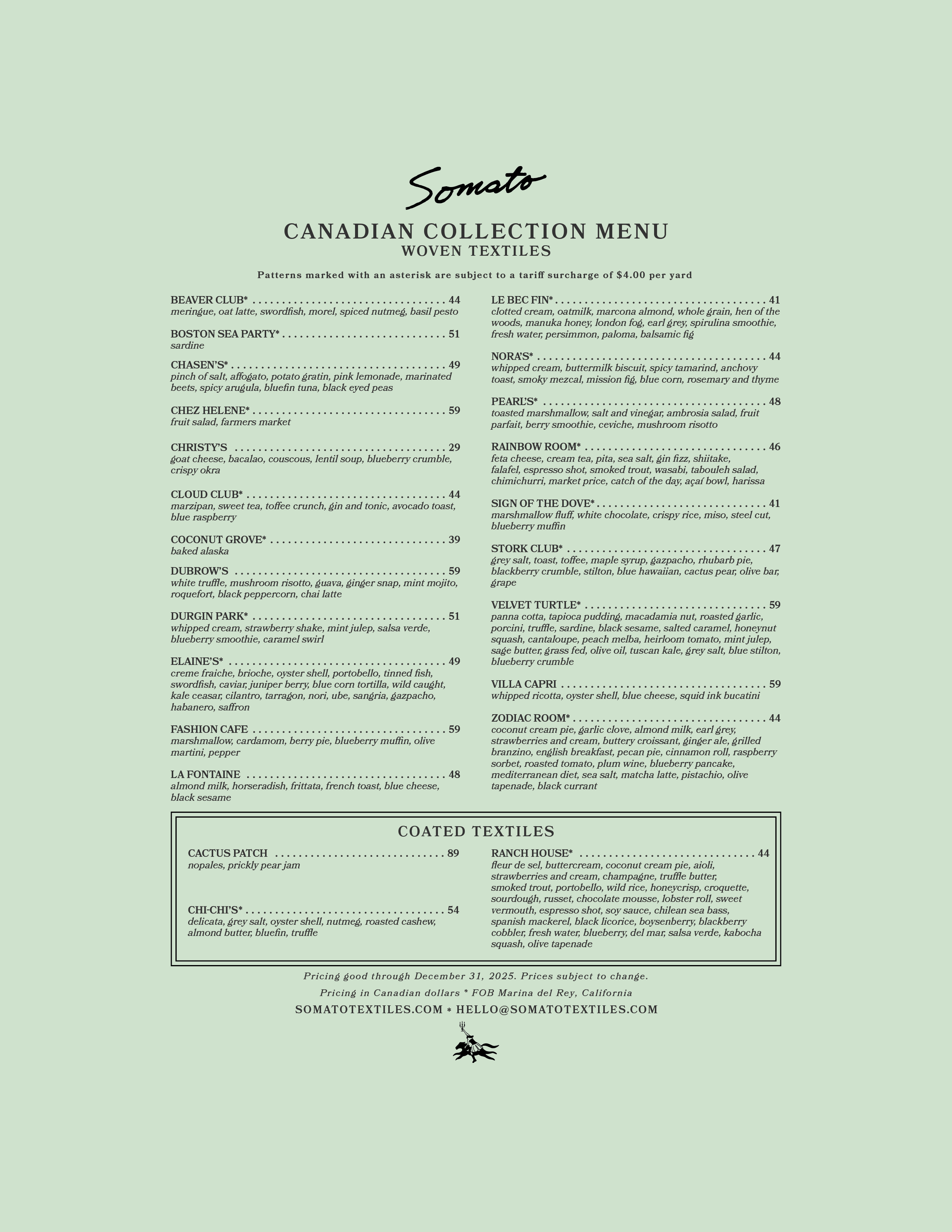 Price Lists – Somato Textiles